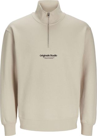Jack & Jones Herren Sweatshirt Sweat Quarter Zip, Farbe:Beige, Artikel:-Moonbeam, Gr&ouml;&szlig;e:2XL