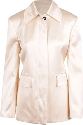 The Attico Veste blazer structur&eacute;e en satin - Femme - Vestes - Beige - Taille: 38 FR