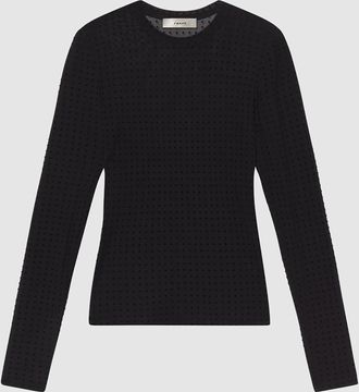 Frame Denim Top The Mesh Polka Dot Noir