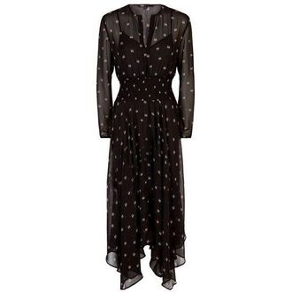 Maje Make Black Printed Chiffon Ramini Dress Size S