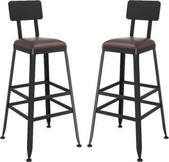 Generic Barhocker im industriellen Vintage-Stil, hohe K&uuml;cheninsel-Barhocker mit R&uuml;ckenlehne und Metallbeinen, ideal f&uuml;r ESS- und Wohnzimmer, 66/76 cm (26/30 Z