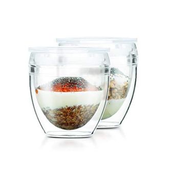 Bodum Pavina to Go Bruchsicherer doppelwandiger Becher mit Deckel, 2 Stück, Kunststoff, farblos, (1er Pack), 2