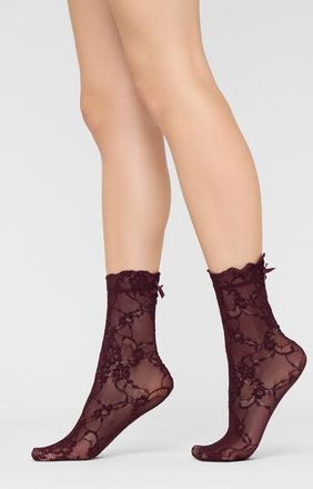 Calzedonia Socken Aus Blumenspitze Bordeaux