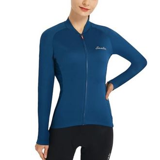 Santic Maillot Cyclisme Femme Longue Maillot Velo Femme Route VTT &Eacute;lastique avec Poche Bleu EU XXXL