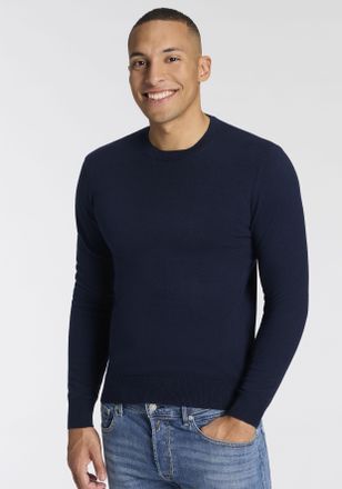 Replay Strickpullover REPLAY, Herren, Gr. XXL, blau (dunkelblau), Strick, Obermaterial: 95% Baumwolle, 5% Kaschmir, unifarben, regular fit normal, Rundhals, 