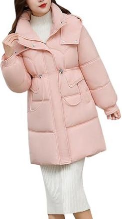 Generic Manteau dhiver long pour femme, vêtement dextérieur coupe-vent à manches longues, manteaux matelassés, couleur unie, épais, chaud à capuche, veste rem