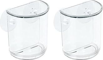 iDesign 20400ES Basic Storage Organizer mit Saugnäpfen, Kunststoff-Aufbewahrungsbecher für Zahnbürsten, Kosmetik und mehr, transparent (Packung mit 2)