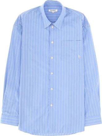 Sporty & Rich Logo-Embroidered Cotton Shirt - Blue