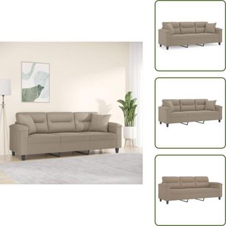 vidaXL 3-Sitzer-Sofa mit Kissen Taupe 180 cm Mikrofasergewebe - 3-Sitzer-Sofa - Mikrofasercouch - Wohnzimmersofa - Taubenfarbenes Sofa - Gem&uuml;tliches Sofa
