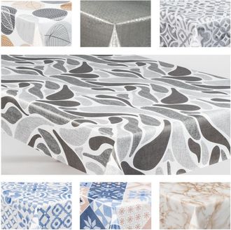 Laro Wachstuch-Tischdecke Wachstischdecke Gartentischdecke, Muster:Schattenspiel Grau Schwarz, Größe:118x240