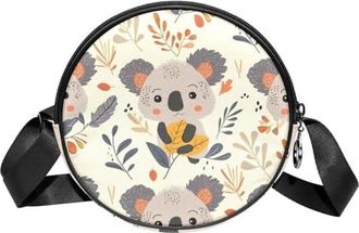 Generic Sac &agrave; bandouli&egrave;re rond pour femme, petit sac &agrave; bandouli&egrave;re avec fermeture &eacute;clair, bretelles r&eacute;glables, style d&eacute;contract&eacute;, motif koala mignon