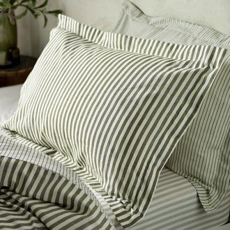 furn. Yard Hebden M&eacute;lange Stripe Kissenbezug-Paar - Olivgr&uuml;n, Olive