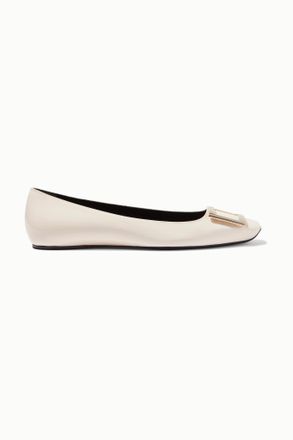 Roger Vivier Ballerines En Cuir Verni Trompette Bellerine - Blanc