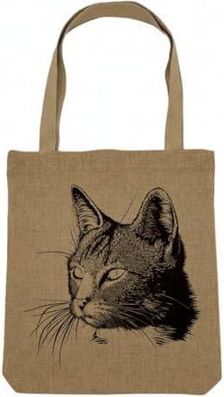 Fabulous Sac Shopping Tote Bag Aspect Lin - Chat Dessin Croquis Crayon Chat Domestique Art - Sac de Courses Toile Epaisse 360g Beige Naturel Cabas Port&eacute; Epaule