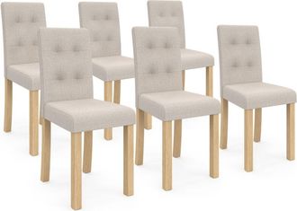 IDMarket Idmarket - Lot de 6 chaises polga capitonnées beiges pour salle à manger
