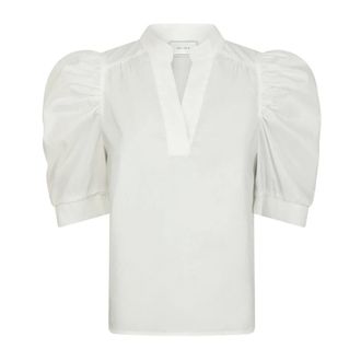 Neo Noir Femme, Blouses et Chemises, Blanc, Taille: 38 FR Chemisier Blanc en Popeline avec Manches Bouffantes