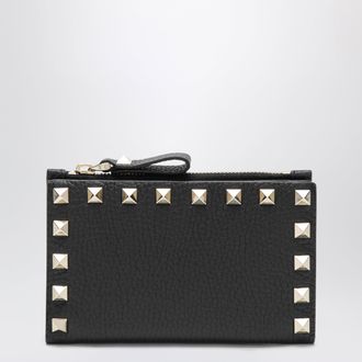 Valentino Garavani Rockstud Geldb&ouml;rse aus schwarzem Leder