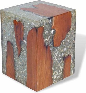 vidaXL Vidaxl - Tabouret Bois de teck massif et r&eacute;sine