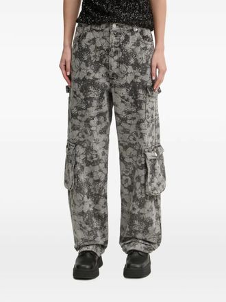 Moschino Cargo-Jeans mit Blumen-Print - Grau