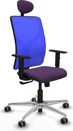 Piqueras y Crespo Stuhl aus PC mit 1D-Armlehnen, h&ouml;henverstellbarer Lendenwirbelst&uuml;tze und festem Kopfteil, ausgestattet mit 3 Positionen und Schneideschaum, Blau/Viole