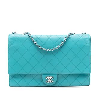 Chanel Blue Quilted Calfskin Double Flap