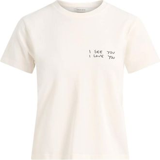 Anine Bing Femme, Tops, Blanc, Taille: 40 FR Shelley Tee I See You I Love U