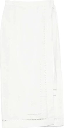 Tela Femme, Jupes, Blanc, Taille: 36 FR Jupe Midi Brod&eacute;