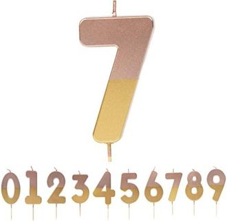Talking Tables Rosa Gold Nummer 7 Kerze für Kuchen | Hochwertige rosafarbene Geburtstagstortendekoration für Kinder, Erwachsene, 7., 70. Party, Jubiläum, Meilenstein