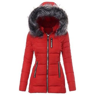 Generic Doudoune Femme Mi-Longue Blouson Mi-Longue Parka Femme Manteau D&eacute;contract&eacute;e avec Capuche Doudoune R&eacute;sistant Classique Veste Matelass&eacute;e pour Le Camping