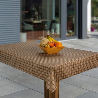 Laro Wachstuch-Tischdecke Abwaschbar Garten-Tischdecke Wachstischdecke PVC Plastik-Tischdecken Eckig Meterware Wasserabweisend Abwischbar GAE, Muster:Ratta