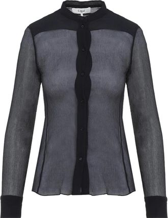 Chlo&eacute; Femme, Blouses et Chemises, Bleu, Taille: 38 FR Silk Shirt