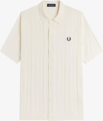 Fred Perry Feinstrick-Poloshirt mit Schattenstreifen und Knopfleiste in