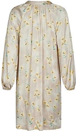 Marc Aurel Robe &agrave; manches longues imprim&eacute; floral en viscose beige, marron, 44 grande taille
