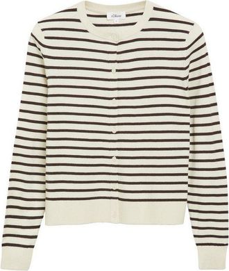 s.Oliver Cardigan Strickjacke Geringelte Strickjacke mit Knopfleiste