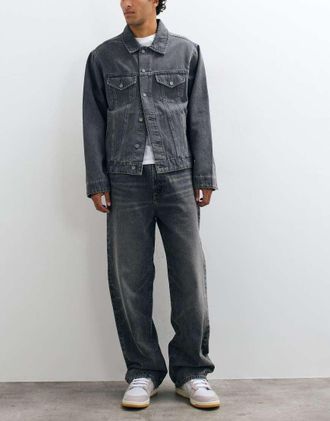 Abercrombie & Fitch Baggy-Fit-Jeans in dunkler Grauwaschung