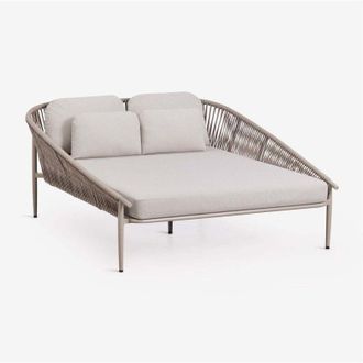 Sklum Doppel-Liege aus Aluminium mit Ondina-Kissen Moka Braun