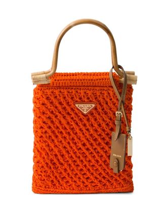 Prada mini sac cabas en crochet - Orange