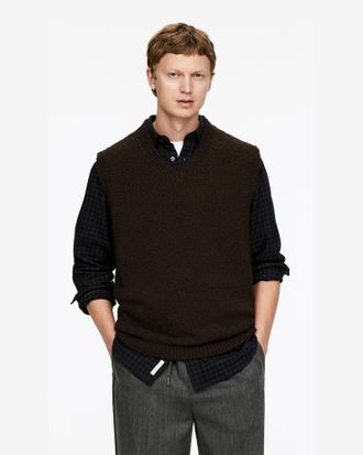 Arket Bouclé-Pullunder Mit V-Ausschnitt -Braun