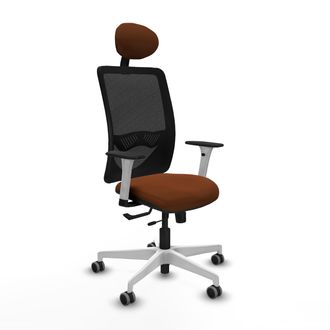 Piqueras y Crespo Schreibtischstuhl Zulema mit wei&szlig;en und schwarzen Armlehnen, h&ouml;henverstellbarer Lendenwirbelst&uuml;tze und festem Kopfteil, ausgestattet mit Syncro/Trasla