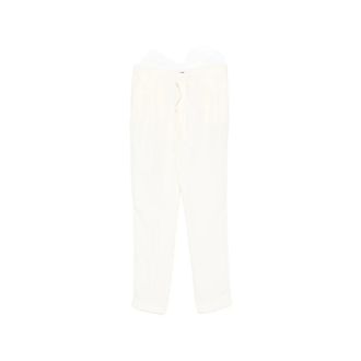 Fabiana Filippi Femme, Pantalons, Blanc, Taille: 40 FR Straight Leg Elasticated Waistband Drawstring Pantalons