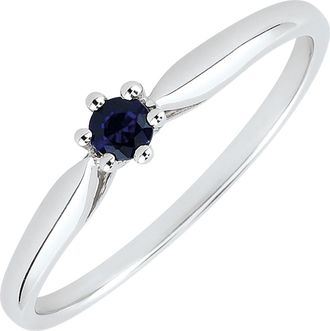 Edenly Zarter Solitär in Weißgold - 6er Krappenfassung - 0.09 Karat Saphir - 18 Karat Weißgold