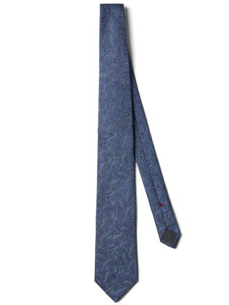 Brunello Cucinelli cravate en soie &agrave; motif cachemire - Bleu