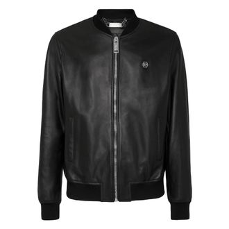 Philipp Plein Leather Bomber - - Jackets - Herren - Schwarzk - L
