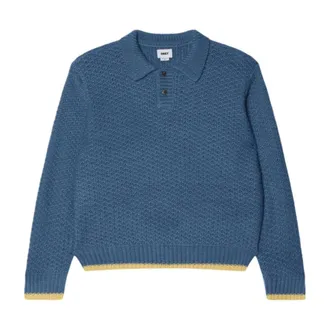 Obey Pull Polo en tricot - Capitaines Bleu - Homme - Pulls - Bleu - Taille: S