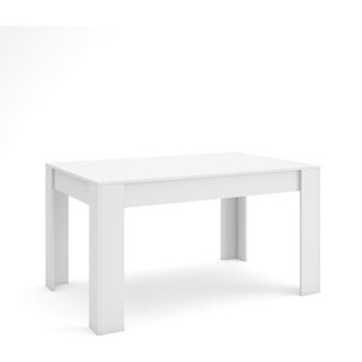 Skraut Home Skraut Home - Esszimmertisch, K&uuml;chentisch, Esstisch, 140x90x76 cm, F&uuml;r 6 G&auml;ste, Stubentisch, Moderner Stil, Wei&szlig;