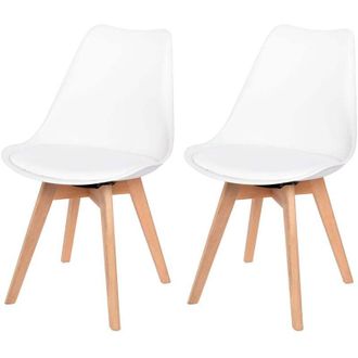 Eggree Eggree - Ensemble de 2 chaises de salle &agrave; manger pivotantes, chaise sans accoudoirs, chaises rembourr&eacute;es avec pieds en bois massif, blanc