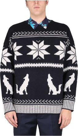 Etro Homme, Pulls, Bleu, Taille: M Pull Intarsia Col Rond
