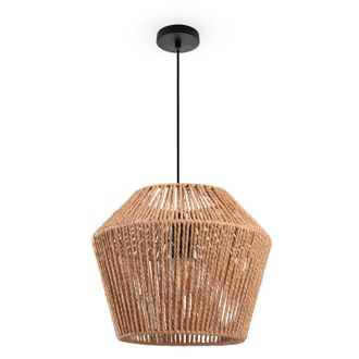 Paco Home Hängelampe Bambus Wohnzimmer Pendelleuchte Rattan Esstisch Esszimmer Lampe E27 Hängeleuchte Papier Boho, Farbe:Natur (Ø33cm), Leuchtenart/Farbe:Pendel