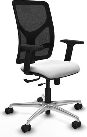 Piqueras y Crespo Schreibtischstuhl mit wei&szlig;en Rollen, mit 2D-Armen, h&ouml;henverstellbare Lendenwirbelst&uuml;tze, ausgestattet mit Syncro/Traslack und Schneideschaum, Schwarz/