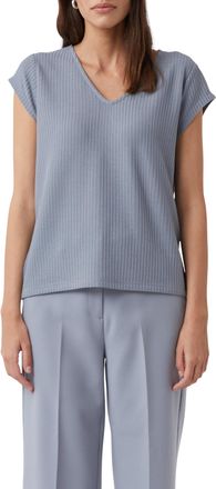 Comma Strukturiertes Jersey-T-Shirt mit V-Ausschnitt